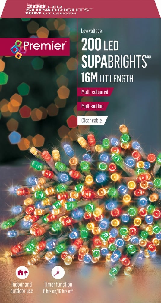 200 Multicoloured Nulti-Action LED Lights (Clear Cable) - Gordon Rigg
