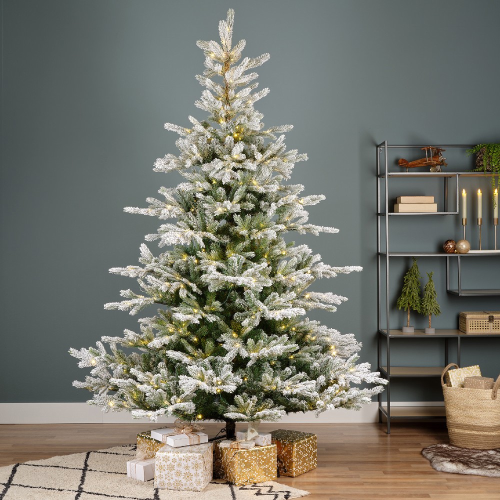 7ftPre-Lit Snowy Grandis Fir Artificial Christmas Tree - Gordon Rigg