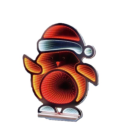 60cm Lit Infinity Mirror Standing Robin - Gordon Rigg