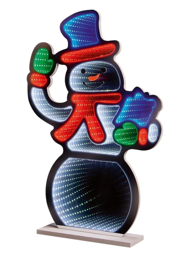 60cm Infinity Mirror Lit Snowman - Gordon Rigg
